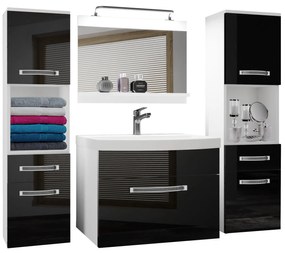 Koupelnový nábytek Belini Premium Full Version černý lesk + umyvadlo + zrcadlo + LED osvětlení Glamour 101