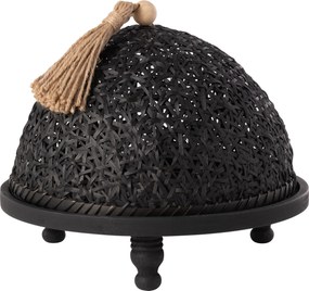 Černý dřevěný podnos s poklopem Hood - Ø30 * 25 cm