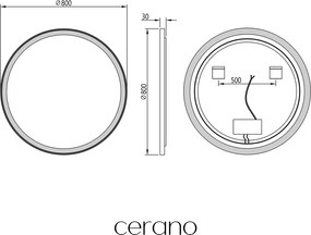 CERANO - Koupelnové LED zrcadlo Vito, kovový rám - černá matná - Ø 80 cm