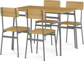 Jídelní set s 4 židlemi AUT-O2156 OAK, mdf, divoký dub (110 x 70) cm hnědá