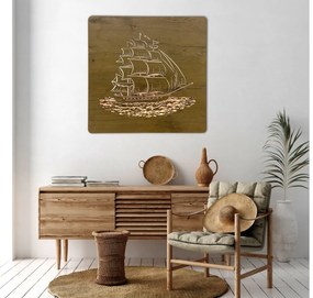 Li-Go "Plachetnice" světelný obraz s baterií 70x70cm varianta: ovládání na obraze bez dálkového ovladače, provedení: dub světlý