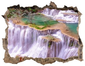 Wallmuralia Díra 3D ve zdi nálepka Thajsko vodopád 95x64 cm