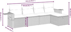 5dílná zahradní sedací souprava s poduškami černá polyratan 3263772