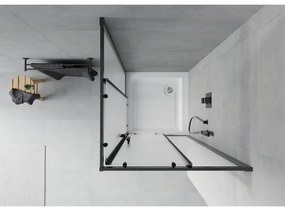 Mexen Rio, čtvercový sprchový kout 80(dveře)x80(dveře)x190 cm, 5mm sklo námraza, černý profil + bílá sprchová vanička RIO, 860-080-080-70-30-4510