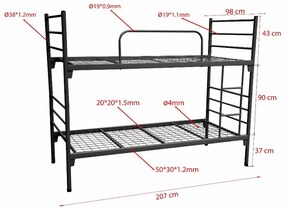 Patrové rozkládací kovové postele 2v1 90 x 200 cm