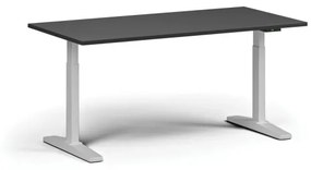 Výškově nastavitelný stůl, elektrický, 675-1325 mm, deska 1600x800 mm, bílá podnož, grafit