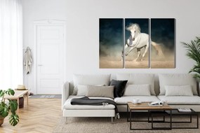 Vícedílný obraz Bílý Kůň Ve Cvalu Nedostatek Nedostatek Plátno Canvas 180x120