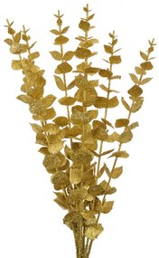 Umělá květina / dekorace větvička s listy zlatá – 46 cm