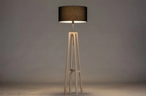 Stojací designová lampa Paola Black Maison and Natur Wood