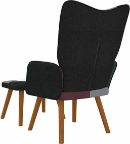 Relaxační křeslo se stoličkou patchwork textil 328196