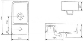 Cersanit Crea BOX skříňkové umyvadlo 40cm, bílá, K114-004