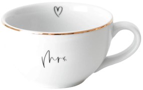 Bella Rose Porcelánový hrnek Mrs. 300 ml, bílá barva, zlatá barva, porcelán