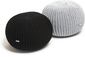 Justin Design Pletený puf střední melír světle šedá
