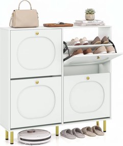 Costway Sklápěč bot botníku úzký s 4 klapkami a 5 kovovými – 100 × 24 × 98 cm