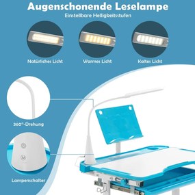 Costway Dětský stůl Set se stojanem na knihy a LED světlem pro chlapce a dívky