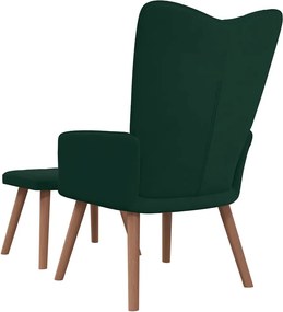 Relaxační křeslo se stoličkou tmavě zelené samet 327668