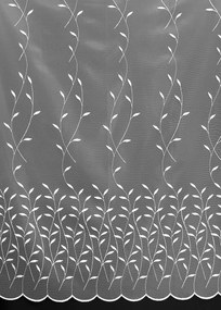 Mantis tylová záclona 527/601 vyšívané popínavé lístky, s bordurou, bílá, výška 250cm ( v metráži)