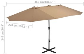 vidaXL Marketos Zahradní slunečník s hliníkovou tyčí 460 x 270 cm barva taupe