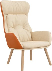 Relaxační křeslo krémové textil a PVC 341303