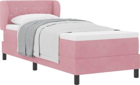 Postel s boxspringem s čelo Růžová 80 x 200 cm samet 3340309