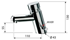 Bruckner Bruckner, TEMPOR samozavírací stojací ventil pro umyvadlo s regulací teploty, chrom, 937.002.1