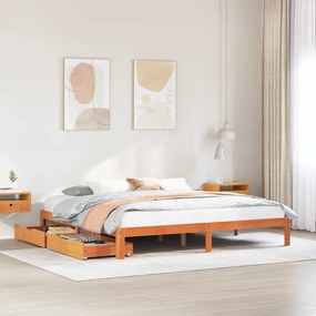 Rám postele se zásuvkami bílý 75 x 190 cm masivní borové dřevo