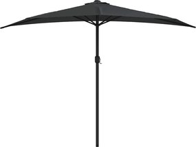 Slunečník na balkon hliníková tyč černý 300x155x223 cm půlkruh 312504