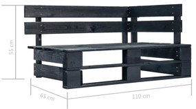 Zahradní rohová lavice z palet dřevo černá
