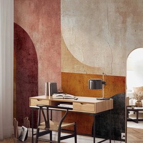Fototapeta Geometric Mural - An Abstraction Inspired by Terracotta Colors