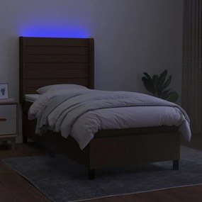Box spring postel s matrací a LED tmavě hnědá 80x200 cm textil 3138352