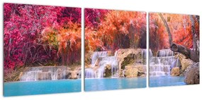 Obraz vodopádu a barevné přírody