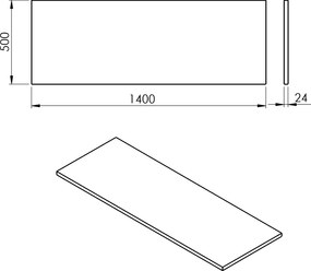 Sapho PLATO deska Rockstone 1400 x 24 x 500 mm bílá mat PL140-0101