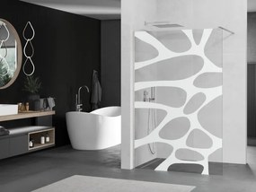 Mexen Kioto, sprchová zástěna Walk-In 80 x 200 cm, 8mm čiré sklo bílý vzor, ​​broušená ocel profil, 800-080-101-97-97
