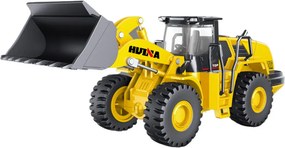 HUINA Bagr-nakladač s kovovou konstrukcí značky Huina, žlutý, v měřítku 1:50