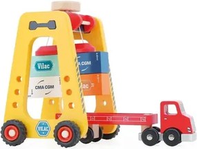 VILAC Magnetický jeřáb s kontejnery a kamionem / od 3 let