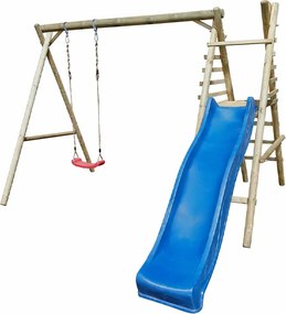 Marimex | Dětská dřevěná houpačka Marimex 1 + modrá skluzavka | 11640362