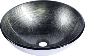 Sapho Beauty - Umyvadlo na desku, průměr 42 cm, sklo, tmavě šedá/stříbrná 2501-20