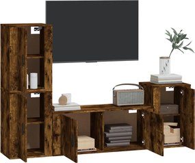 4dílný set TV skříněk kouřový dub kompozitní dřevo 3188603