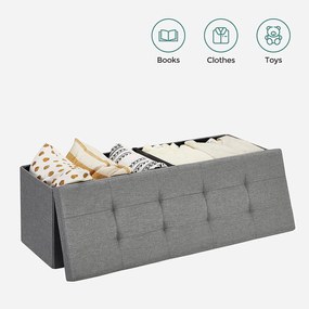 Skládací úložná lavice, úložný box, světle šedý