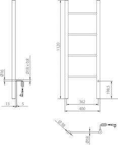 Hopa Primavera 500 x 1600 mm elektrický sušák pravá černá RADPRI501631