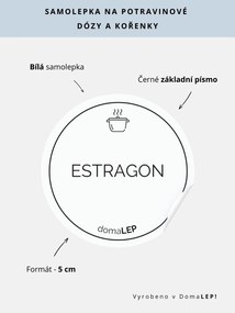 Samolepka na kořenky ESTRAGON bílá 5 cm základní písmo