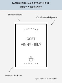 Samolepka na láhev OCET VINNÝ - BÍLÝ – bílá, 6 x 8 cm, základní písmo