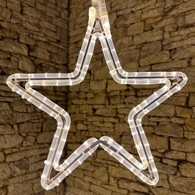 Easy Fix 2D LED světelná hvězda XII., Ø 45 cm, teple bílá, závěsná, bílý kabel, hliník