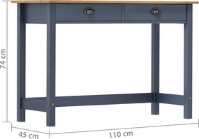 Konzolový stolek Hill 2 zásuvky šedý 110x45x74 cm borové dřevo 288993