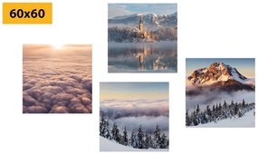 Set obrazů zimní příroda s oblaky - 4x 40x40 cm