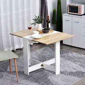 HOMCOM Skládací Jídelní Stůl Kuchyňský Stolek se 2 Sklopnými Listy pro Úsporu Místa Moderní Design 103x76x73.5cm Dřevo | Aosom