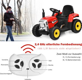 Costway 3-rychlostní dětský traktor 12 V pojízdný traktor s – červený