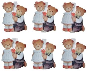 Set 6ks malý dřevěný kolíček s medvídky - 4*1*5 cm
