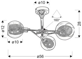 Lustr na tyči OZZO 3xE14/40W/230V