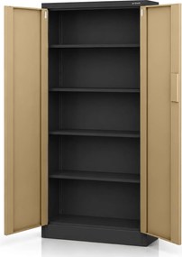 Kovová kancelářská skříň se zámkem na kód antracitová, ořech, 900x1850x400 mm: DANIEL Eco Design